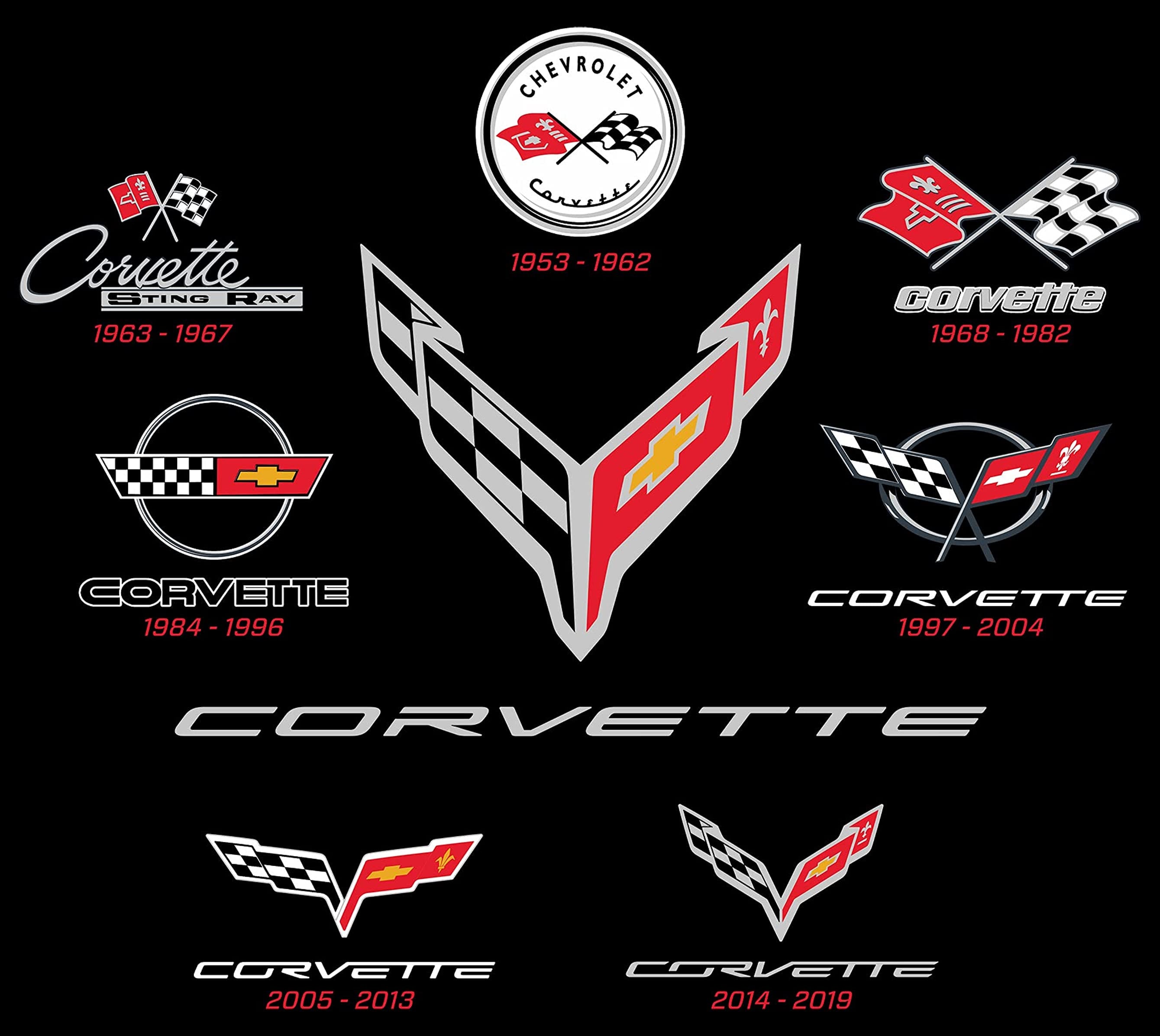 JH Design Mens Chevy Corvette T-shirt C1 Thru C8 Flag Emblems - Etsy