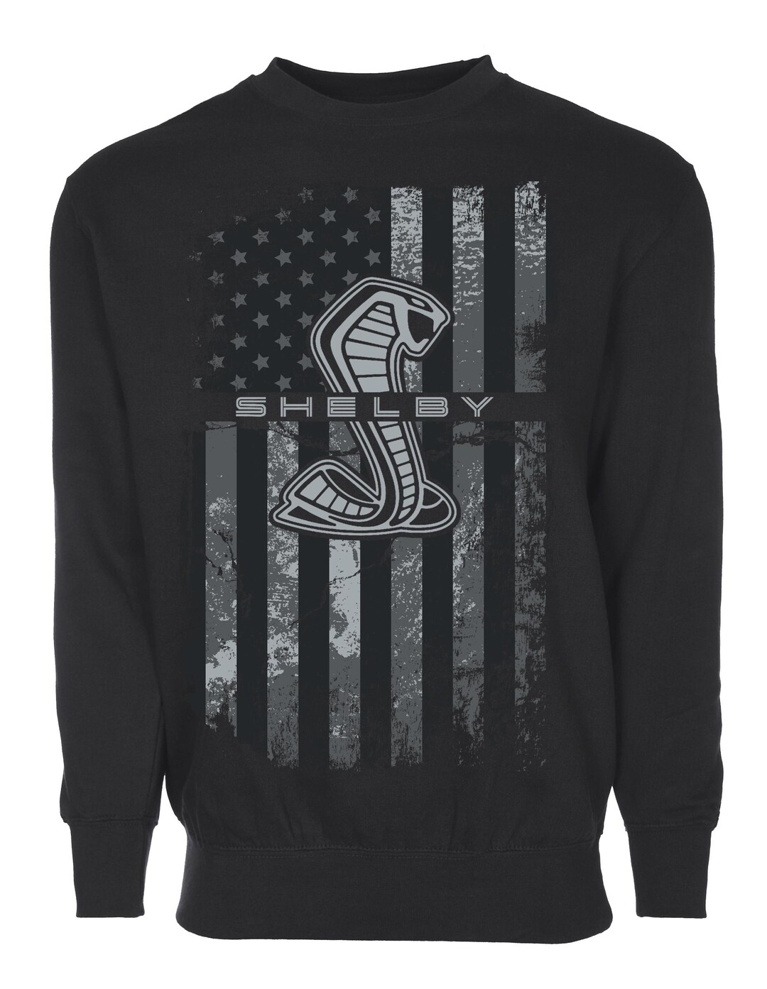 JH Design Men's Shelby Cobra Snake Flag Pullover Crew Neck Sweatshirt ...