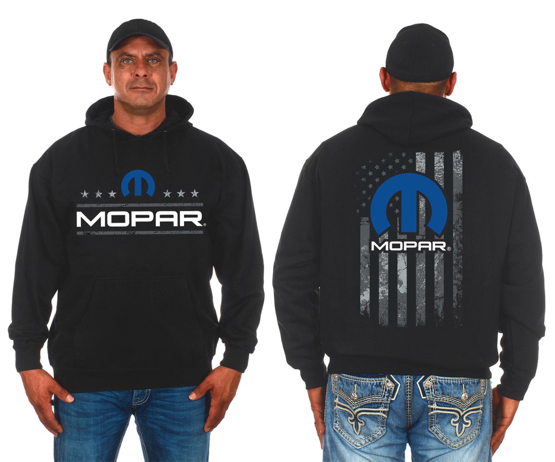 JH Design Men's Mopar Pullover Hoodie American Flag 2 Sided Sweatshirt ...