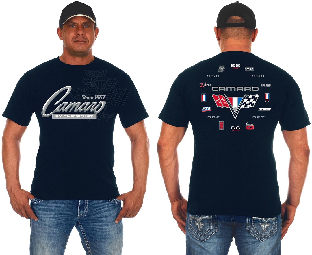 JH Design Men's Chevy Camaro Collage T-shirt Short Sleeve Navy Shirt - Etsy