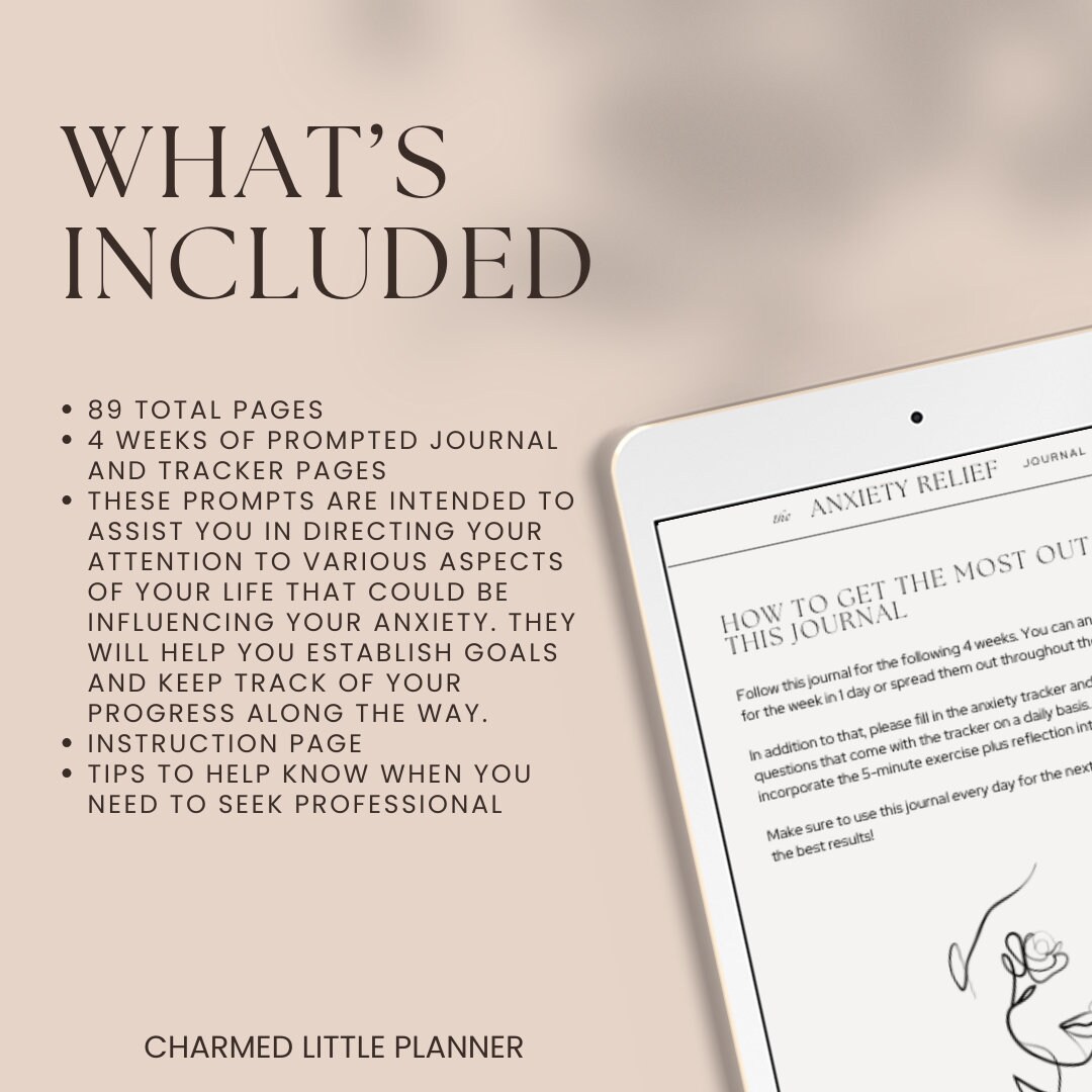 Anxiety Journal Printable With 4 Week Prompts and Anxiety Tracker ...