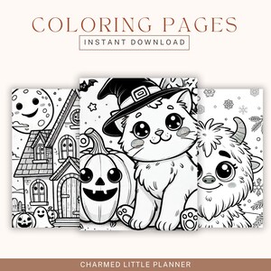 Halloween Kids Coloring Pages, Fall Printable Coloring Sheets, Cute ...