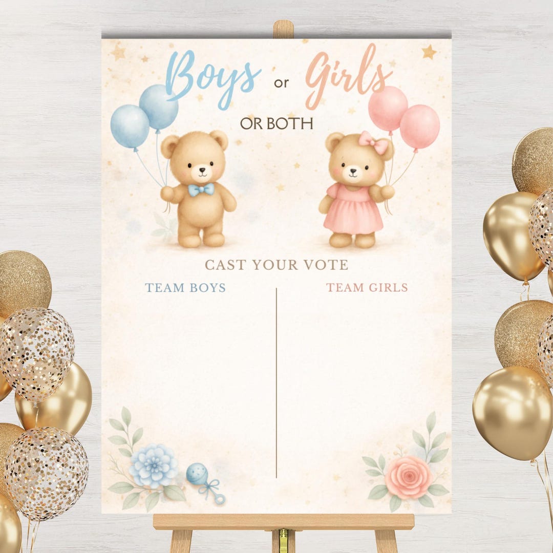 Twin Gender Reveal 18x24 Voting Board | What Will the Babies Be Poster ...