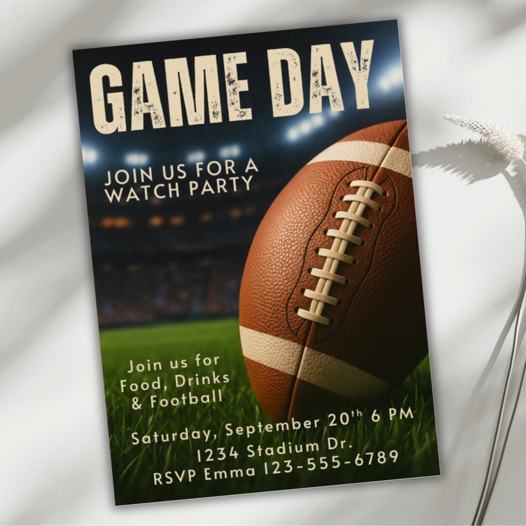 Game Day Invitation, Football Party Invite, Tailgate Party, Sports ...