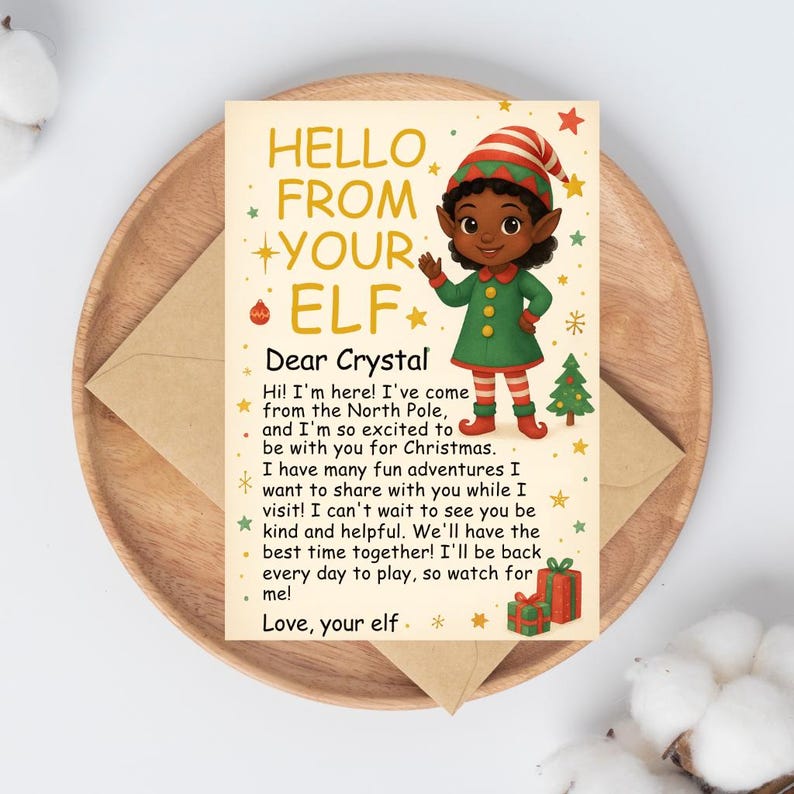 Elf Arrival Letter Printable | African American Girl Elf Note ...
