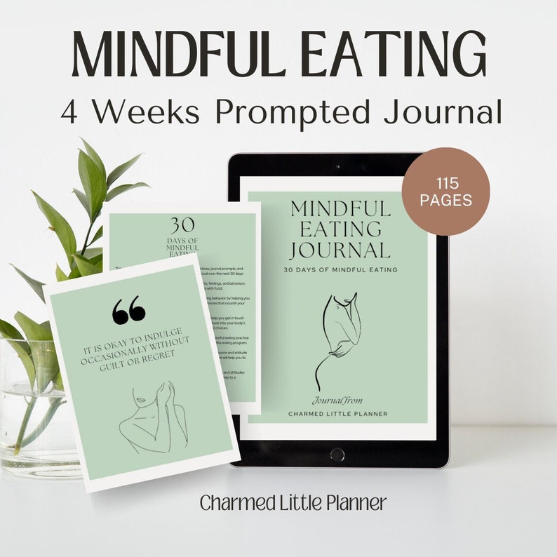 Mindful Eating Journal Printable, Weight Loss Journal, Intuitive Eating ...
