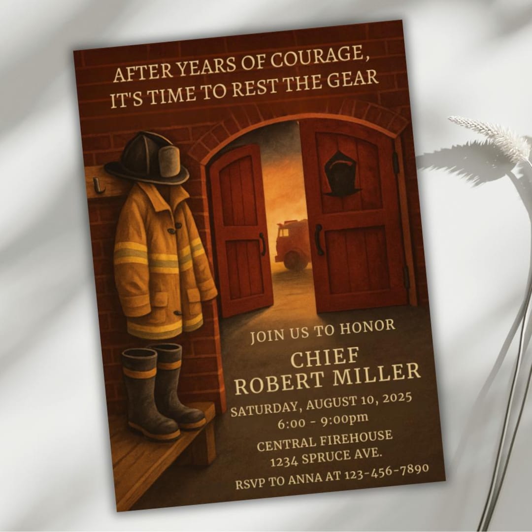 Firefighter Retirement Invitation Card, Last Shift Retirement Party ...