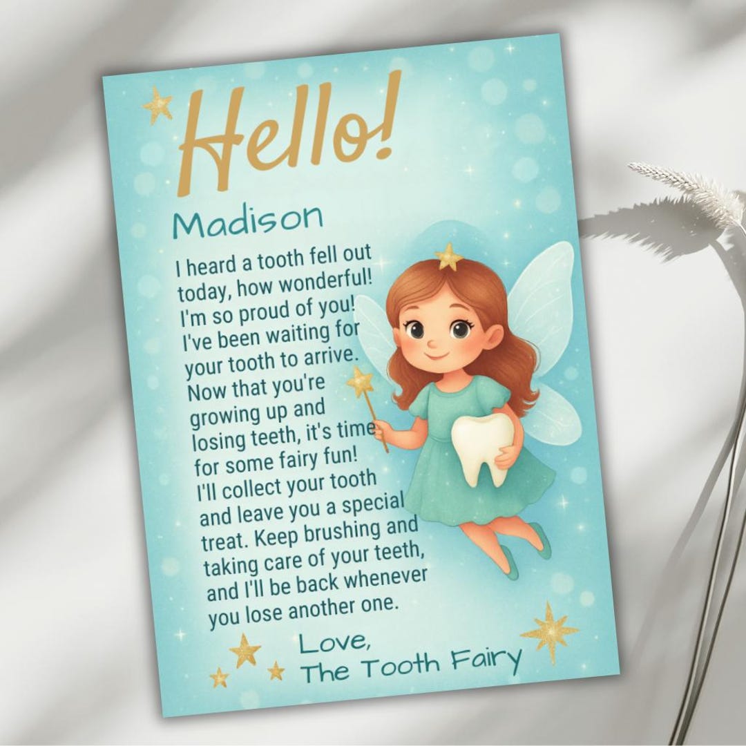Tooth Fairy Letter Printable | Modern Magical Tooth Fairy Note ...