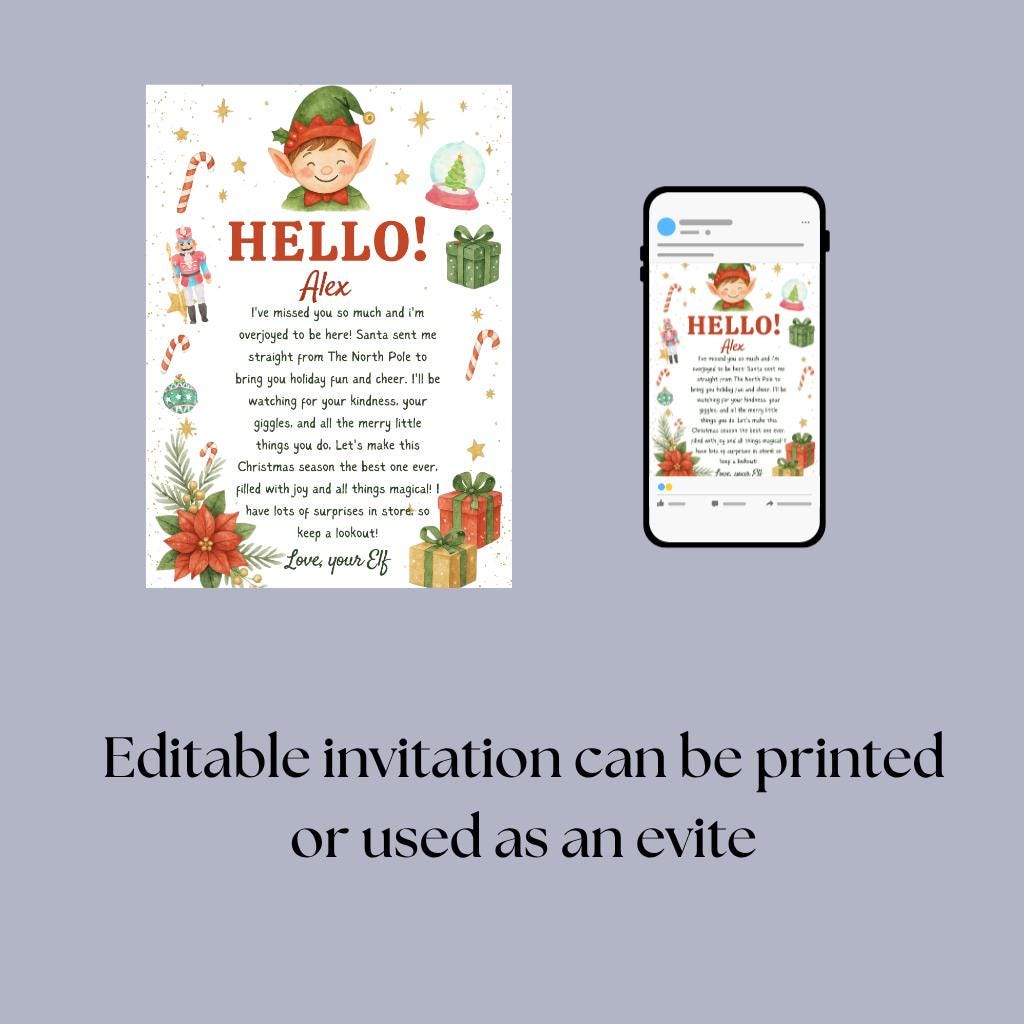 Elf Arrival Letter Printable | Premium Watercolor Template | Hello From ...