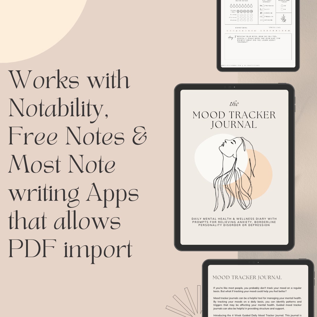 Mood Tracker Printable Journal With Prompts, 4 Week Monthly Journal ...