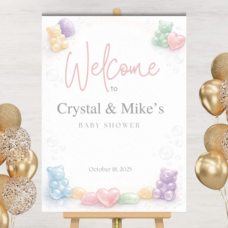 Baby Shower Welcome Sign | Gummy Bear Baby Shower Decor | A Little ...