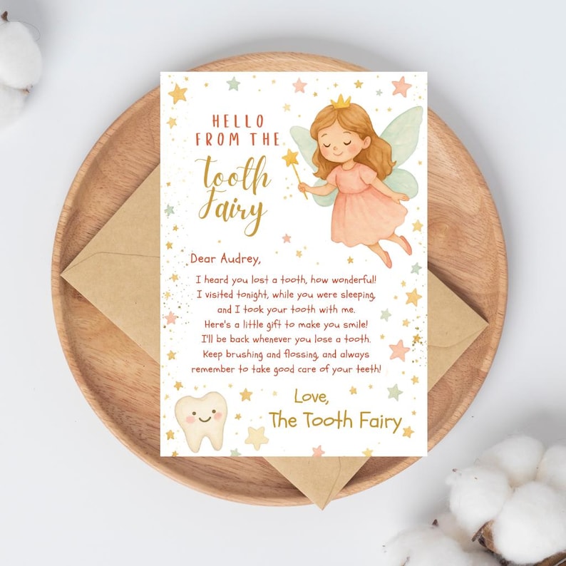 Printable Tooth Fairy Note | Watercolor Fairy Letter Template ...