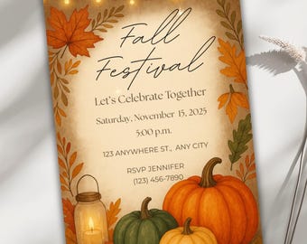 Editable Fall Invitation Template | Autumn Birthday | Instant Download ...