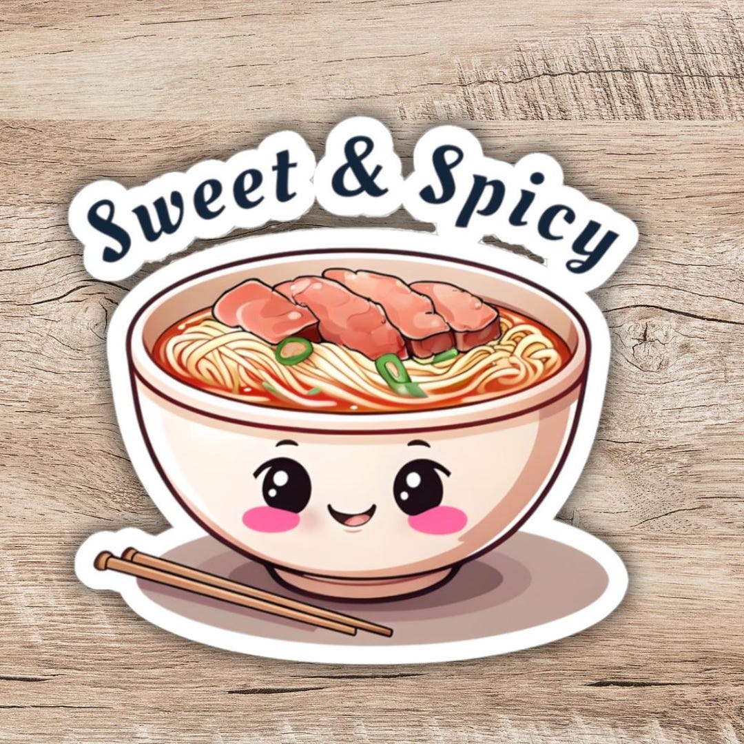 Kawaii Ramen Bowl Sticker, Cute Anime Noodle Decal, Vinyl Art for ...