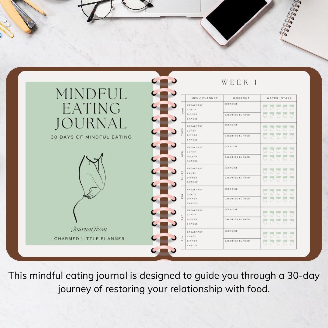 Mindful Eating Journal Printable, Weight Loss Journal, Intuitive Eating ...