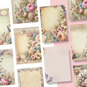 Floral Junk Journal Scrapbook Pages Printable, Scrapbook Supplies ...