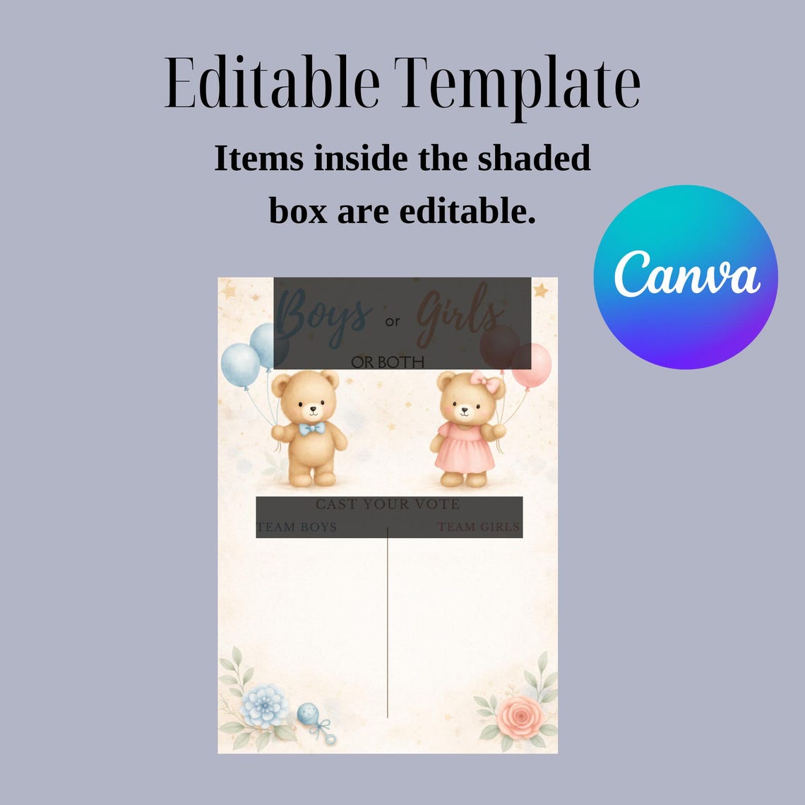 Twin Gender Reveal 18x24 Voting Board | What Will the Babies Be Poster ...