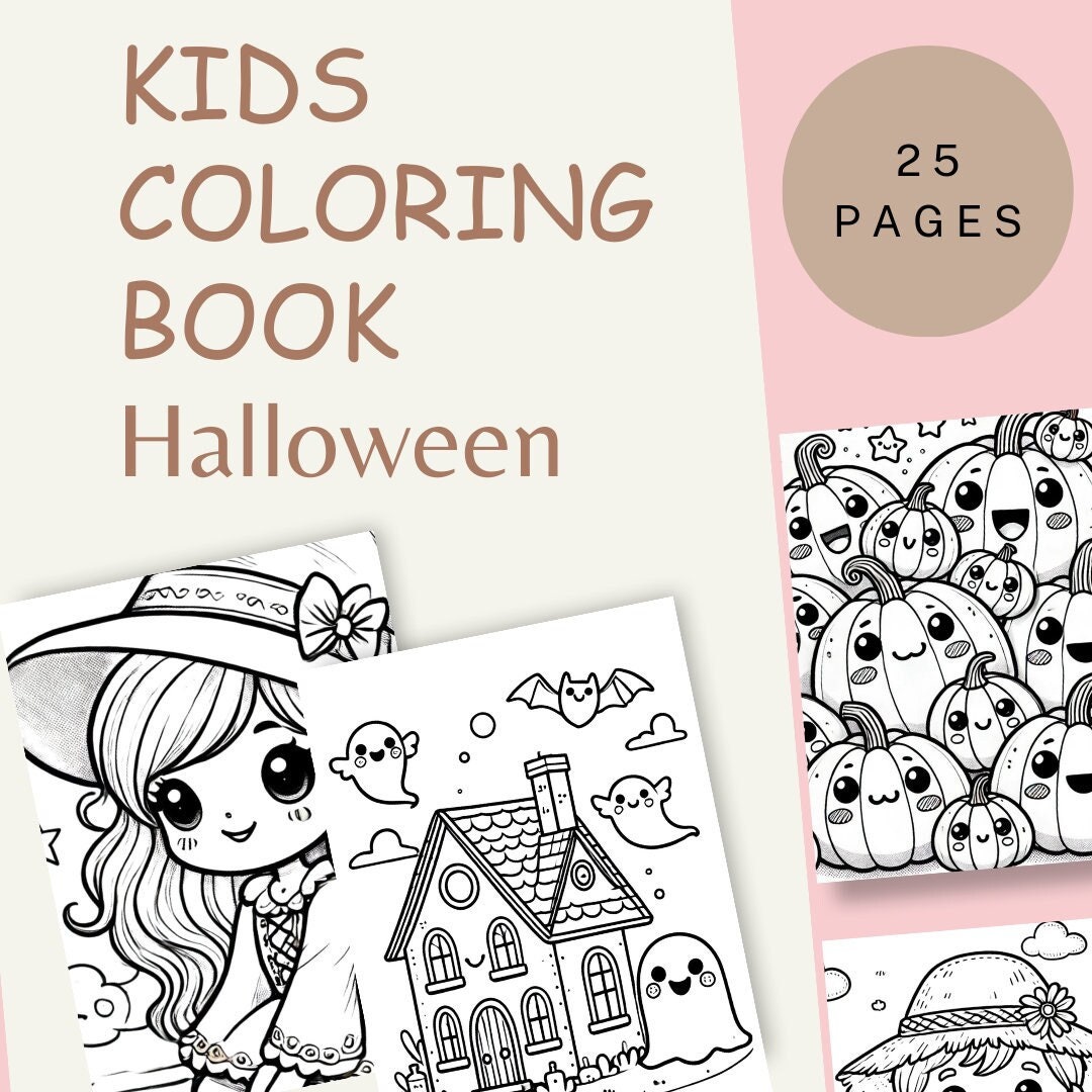 Halloween Kids Coloring Pages, Fall Printable Coloring Sheets, Cute ...