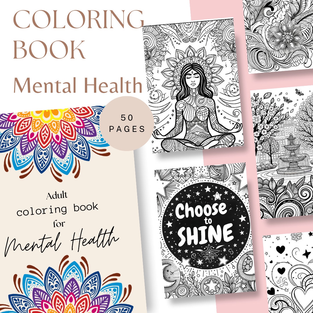 Adult Coloring Pages for Anxiety Relief and Mental Health, Instant ...
