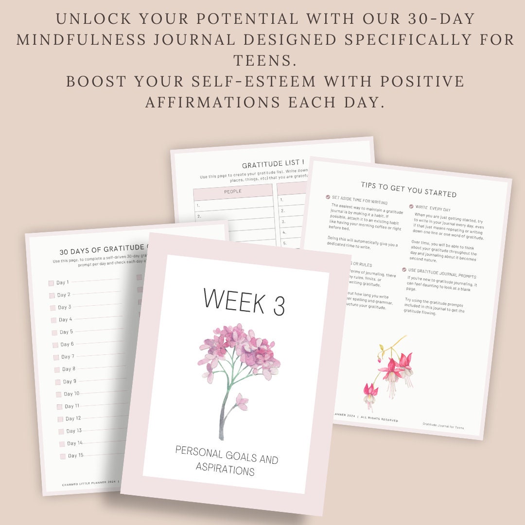 Gratitude Journal With Guided Prompts Forteens, Gratitude Workbook for ...