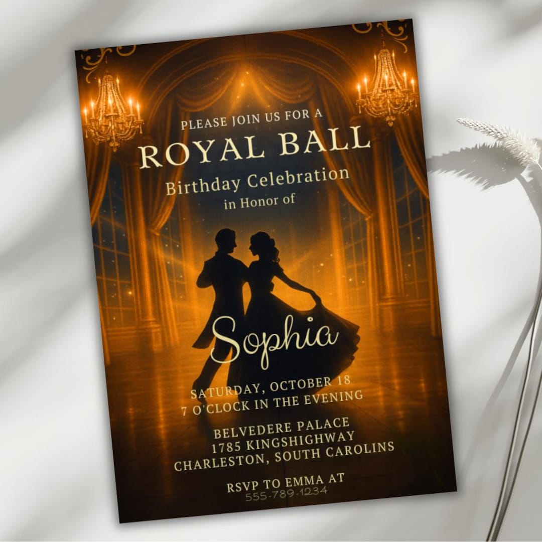 Royal Ball Birthday Invitation Card, Fairytale Party Invite ...