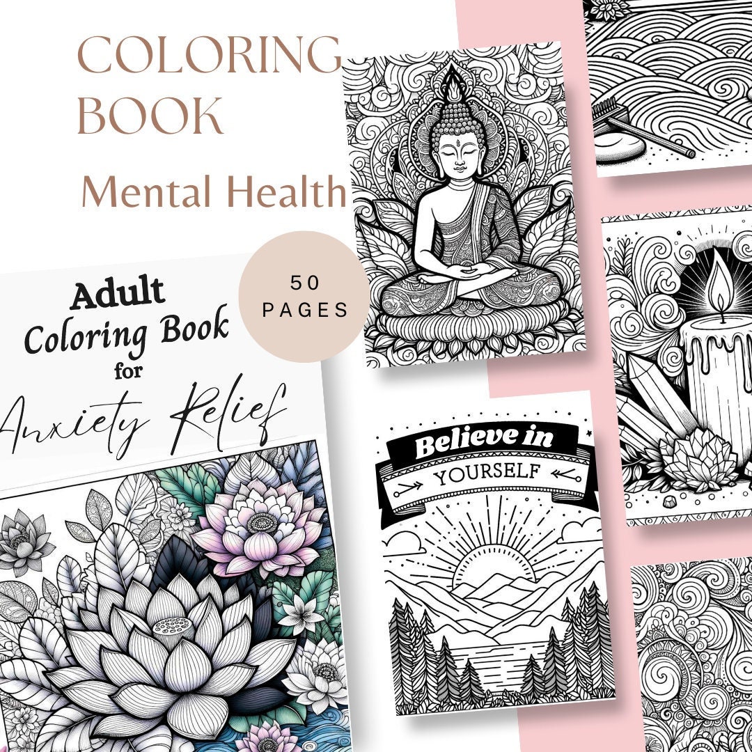 Adult Coloring Pages for Anxiety Relief and Mental Health, Instant ...