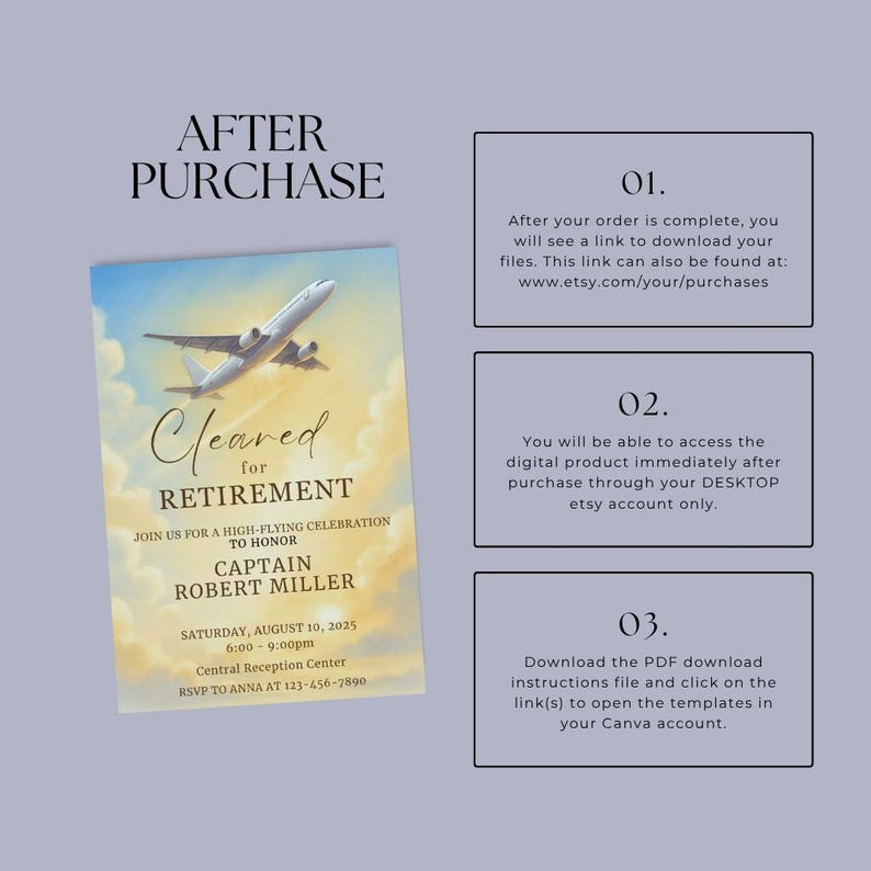 Pilot Retirement Invitation | Editable Canva Template | Aviation ...