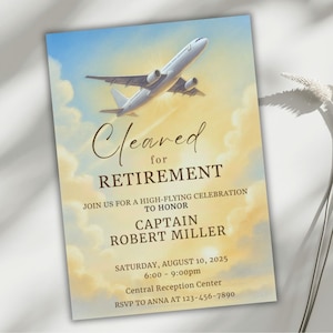 Pilot Retirement Invitation | Editable Canva Template | Aviation ...