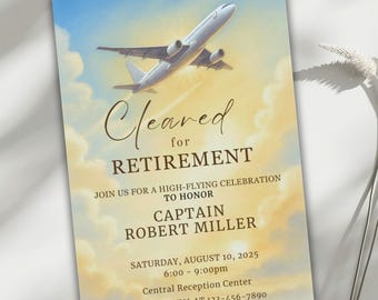 Aviation Retirement Party Invitation, Pilot Retirement Invite, Flight ...