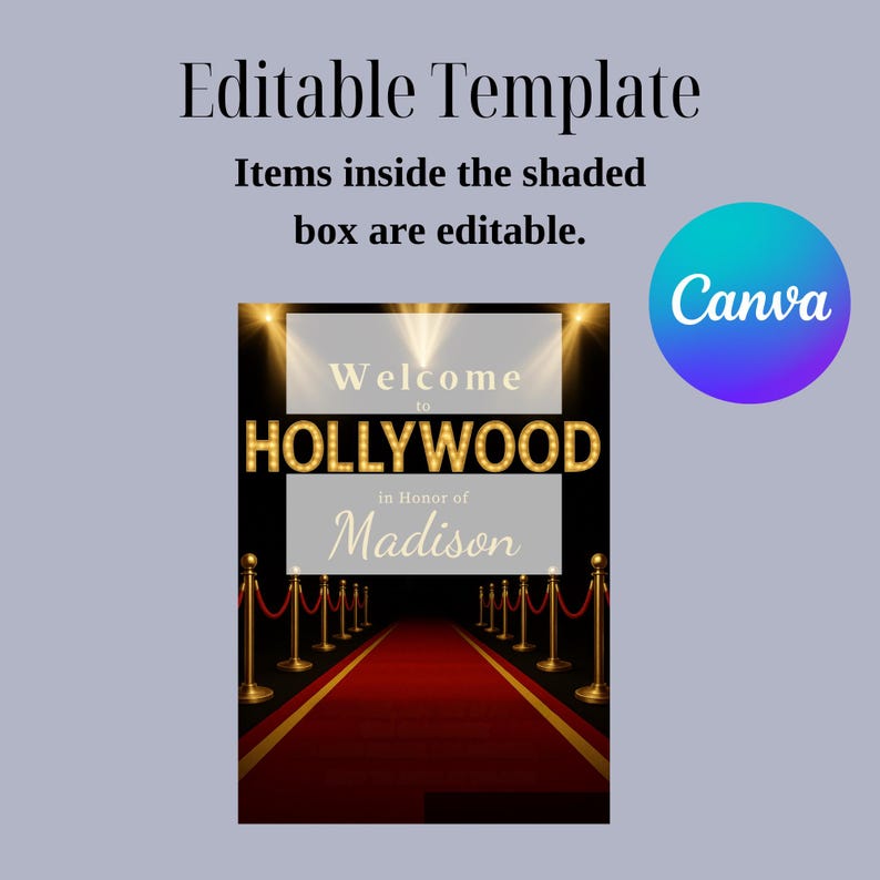 Hollywood Welcome Sign, Red Carpet Party Decor, Movie Night Birthday ...