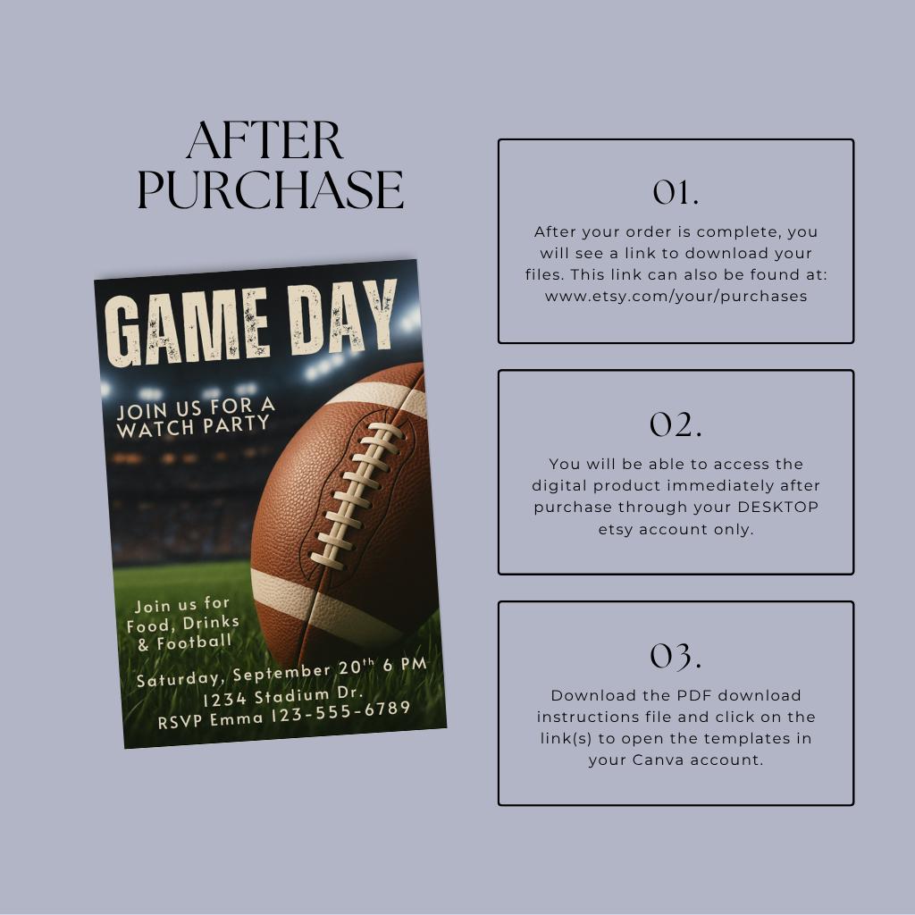 Game Day Invitation, Football Party Invite, Tailgate Party, Sports ...