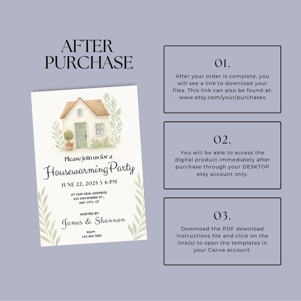 Housewarming Invitation, Watercolor Home Canva Template Card Evite ...