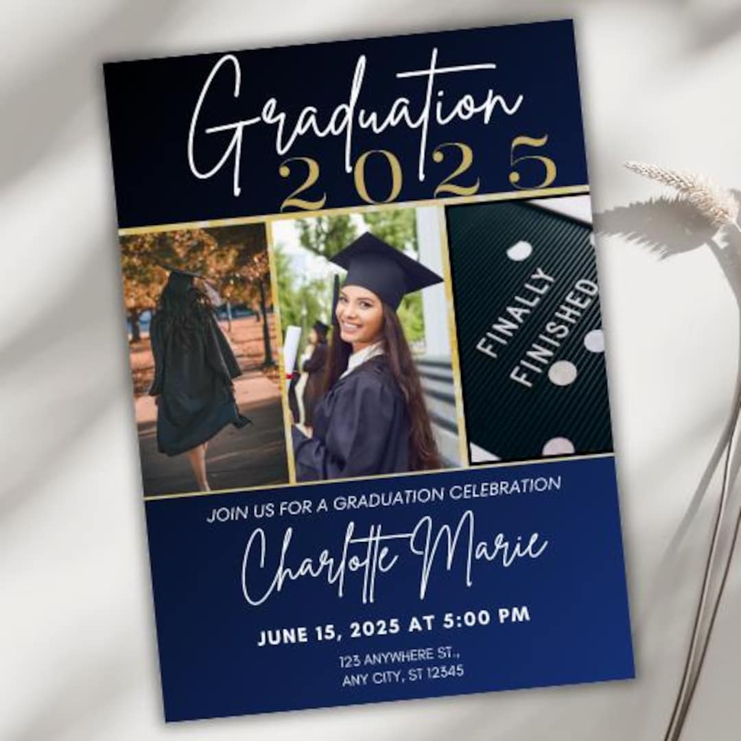 Graduation Digital Invitation, Class of 2025 Editable Canva Template ...