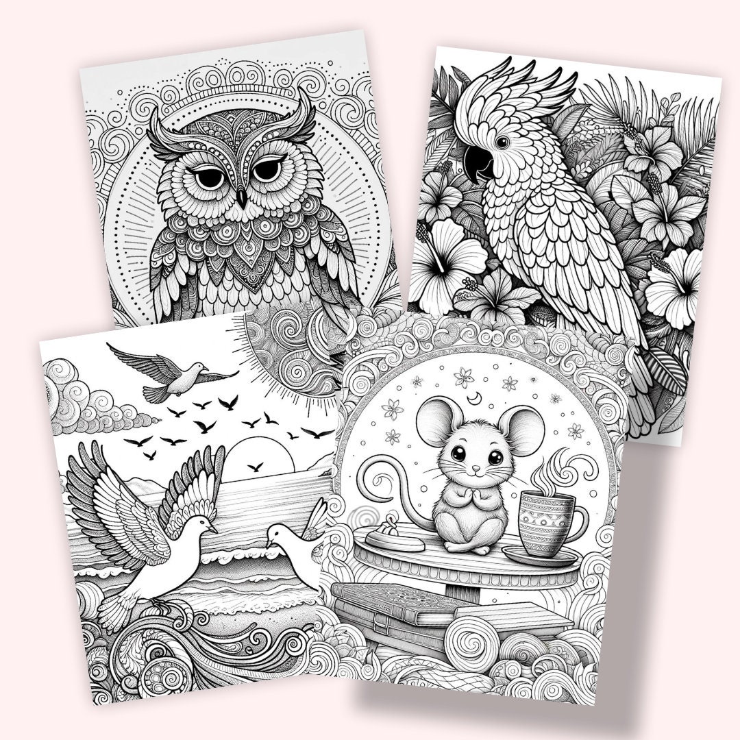 Printable Adult Coloring Page for Mental Health, Animal Adult Coloring ...