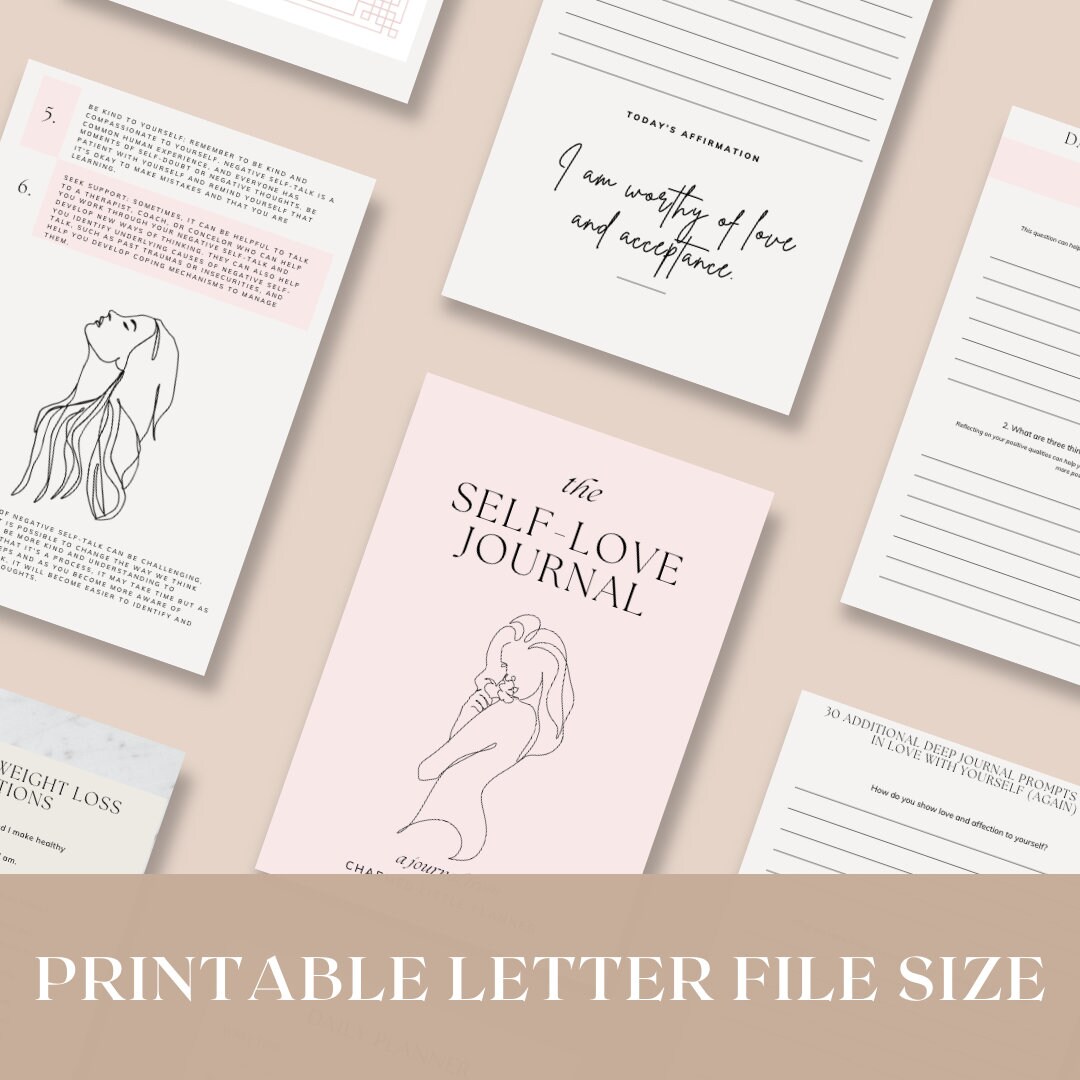 Self Love Journal Printable With 30 Day Prompted Daily Journal ...