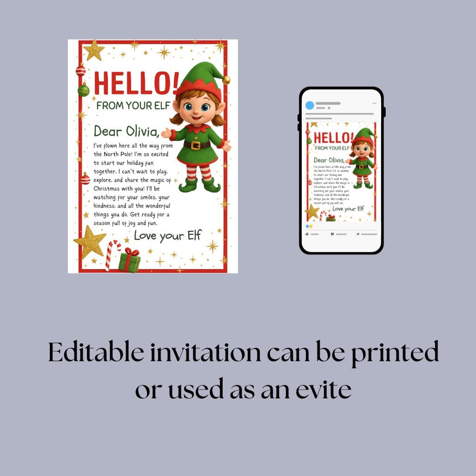 Elf Arrival Letter Printable | Girl Elf Letter Template | Editable ...