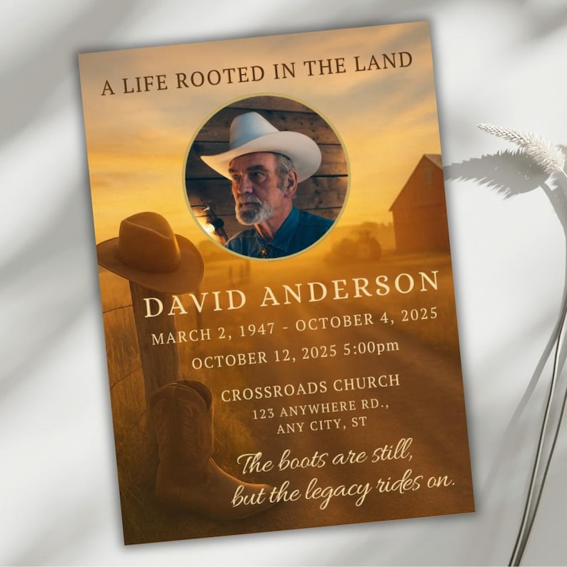 Rustic Country Memorial Invitation, Ranch Life Celebration of Life ...
