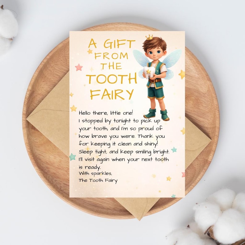 Printable Tooth Fairy Letter for Boys | 3D Tooth Fairy Note Template ...