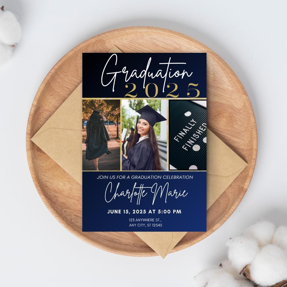 Graduation Digital Invitation, Class of 2025 Editable Canva Template ...