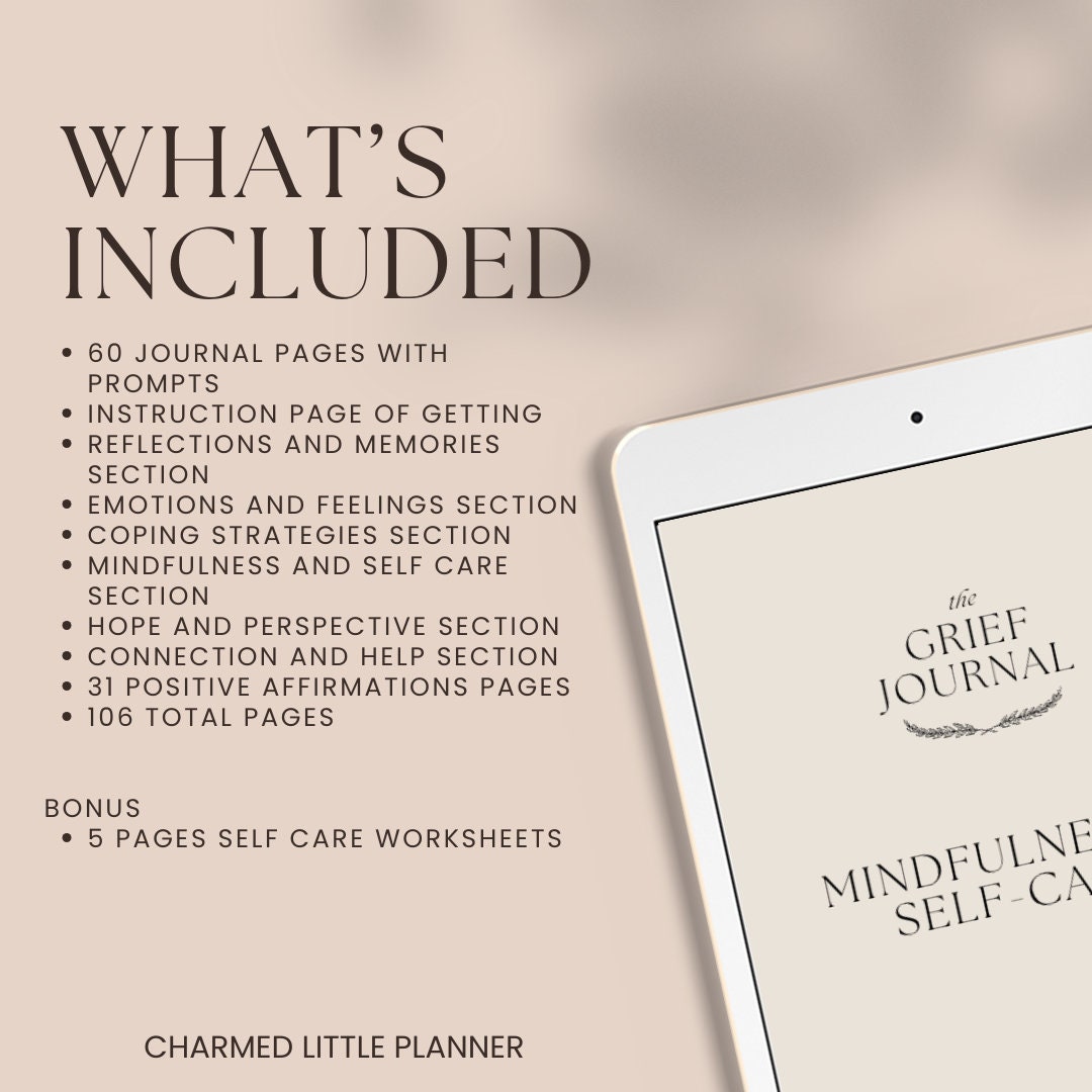 Grief Journal Digital With Prompts for Healing, Self Care Journal ...