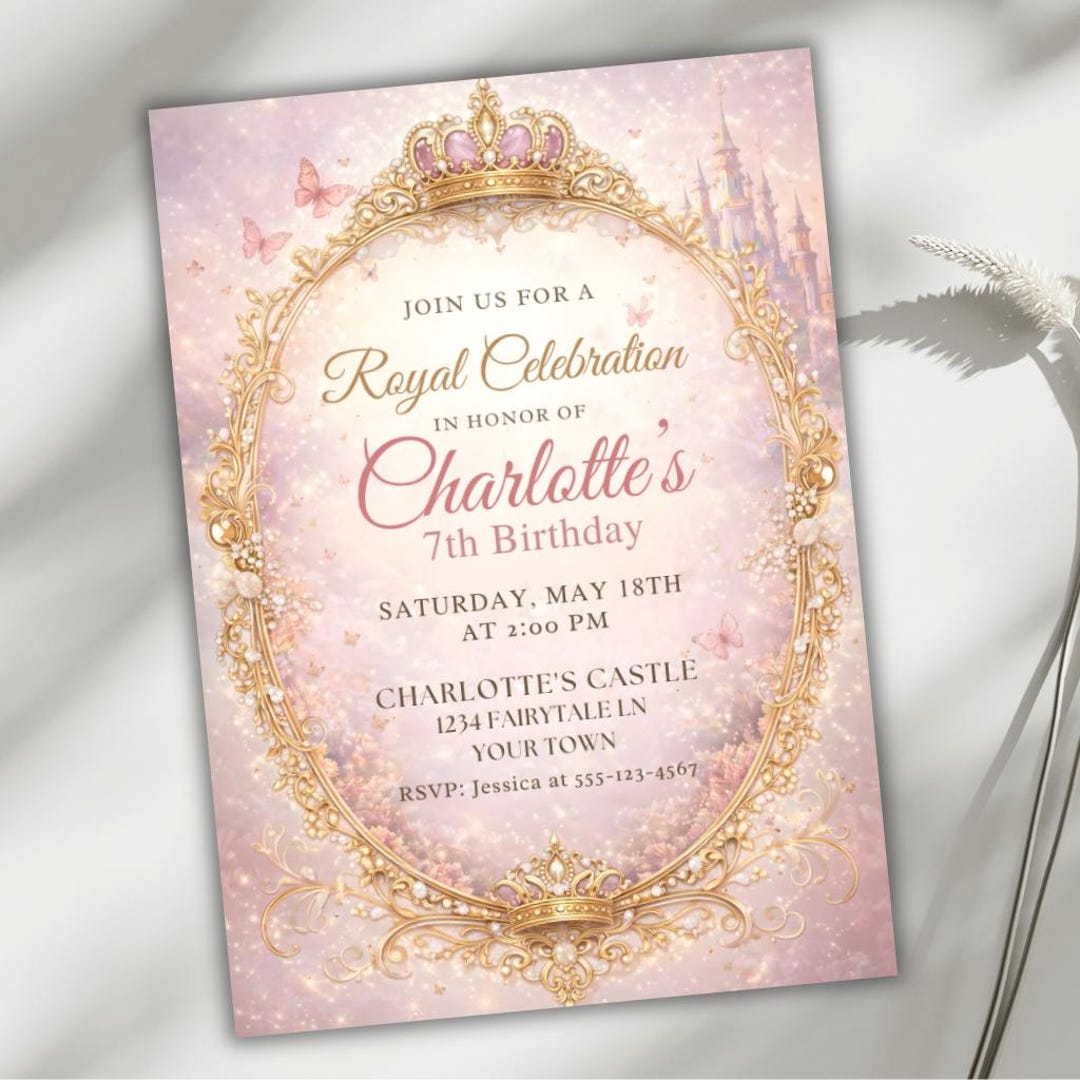 Princess Birthday Invitation | Royal Princess Party Invite for Girls ...