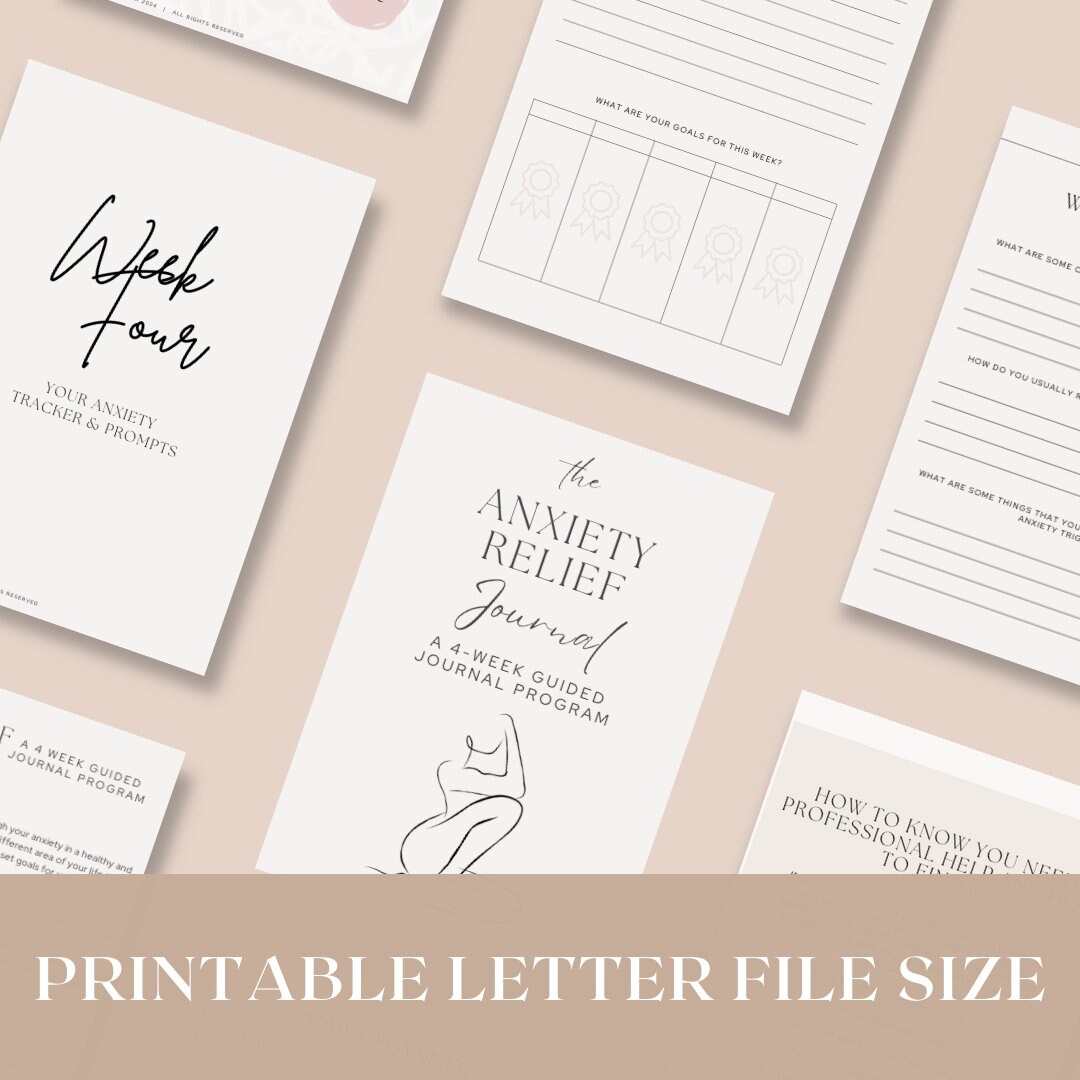 Anxiety Journal Printable With 4 Week Prompts and Anxiety Tracker ...