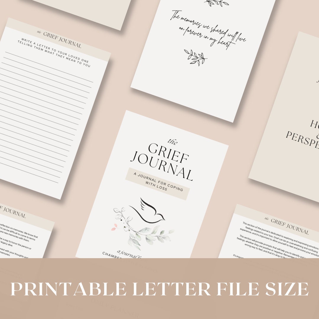 Grief Journal Digital With Prompts for Healing, Self Care Journal ...