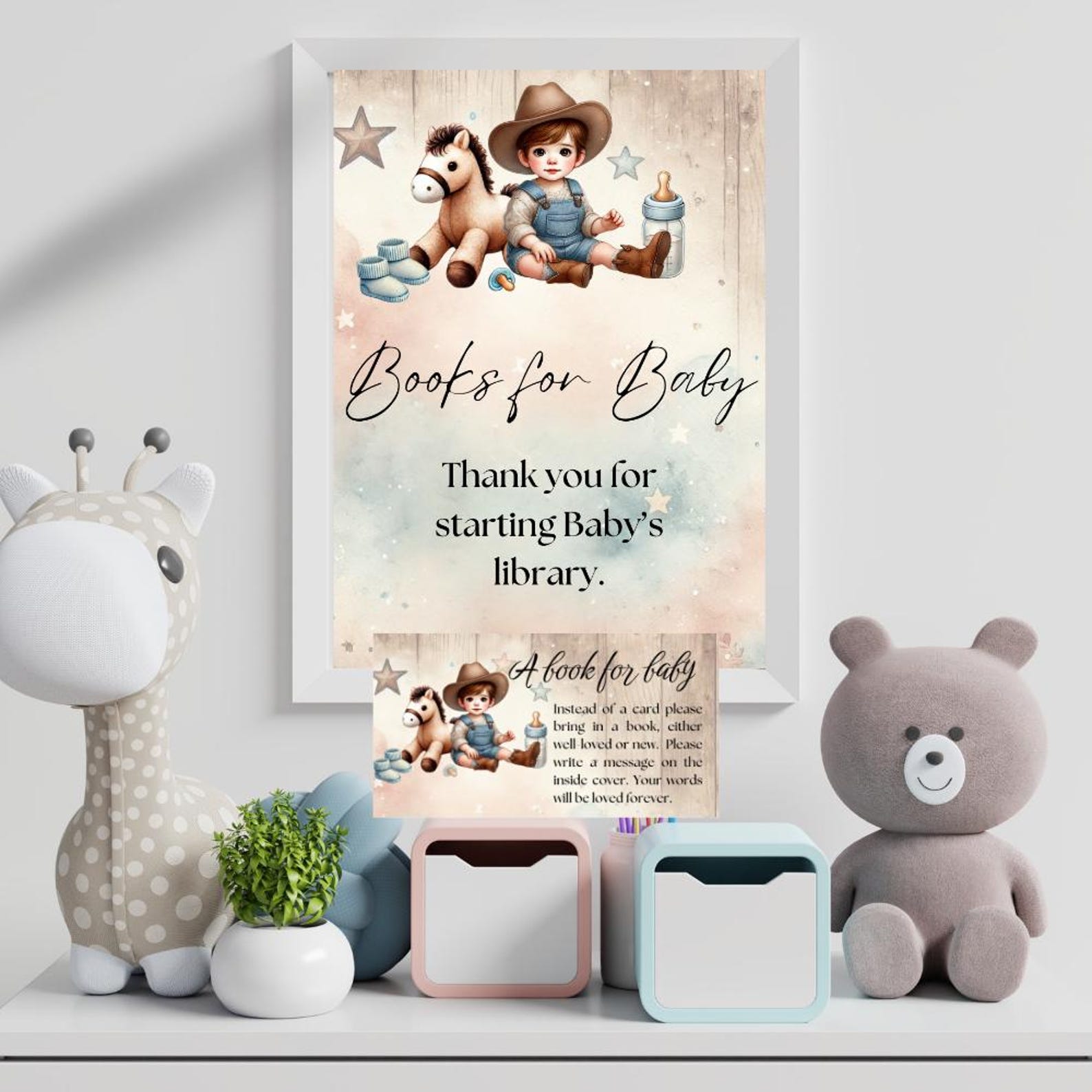 Cowboy Baby Shower Diaper Raffle Ticket Canva Template, Printable ...