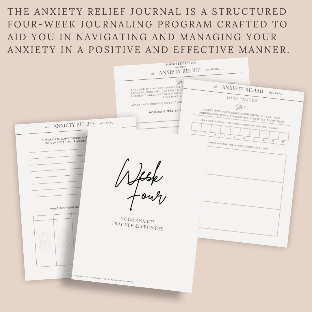 Anxiety Journal Printable With 4 Week Prompts and Anxiety Tracker ...