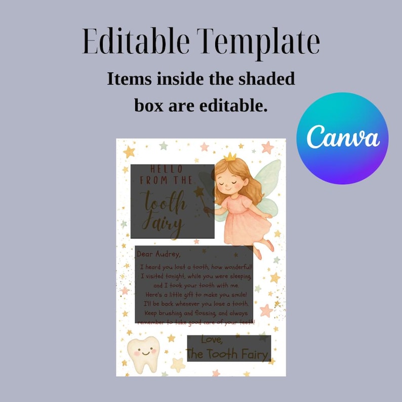 Printable Tooth Fairy Note | Watercolor Fairy Letter Template ...