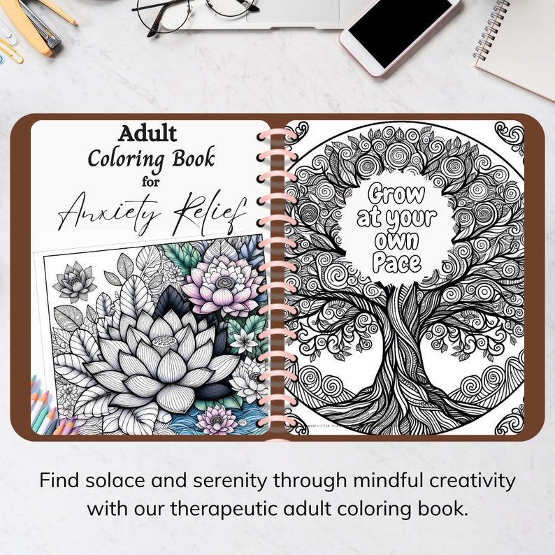 Adult Coloring Pages for Anxiety Relief and Mental Health, Instant ...