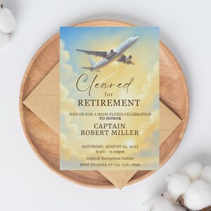 Pilot Retirement Invitation | Editable Canva Template | Aviation ...