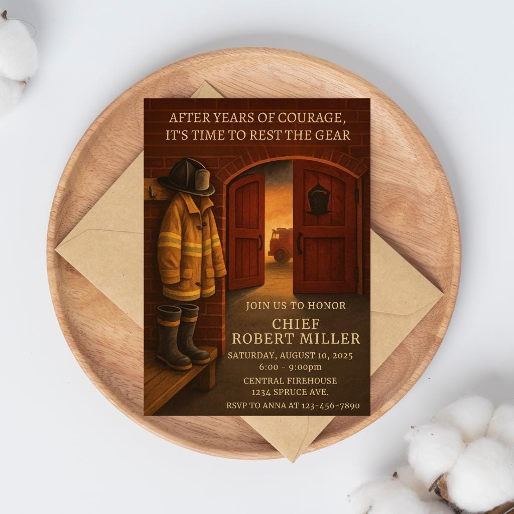 Firefighter Retirement Invitation Card, Last Shift Retirement Party ...