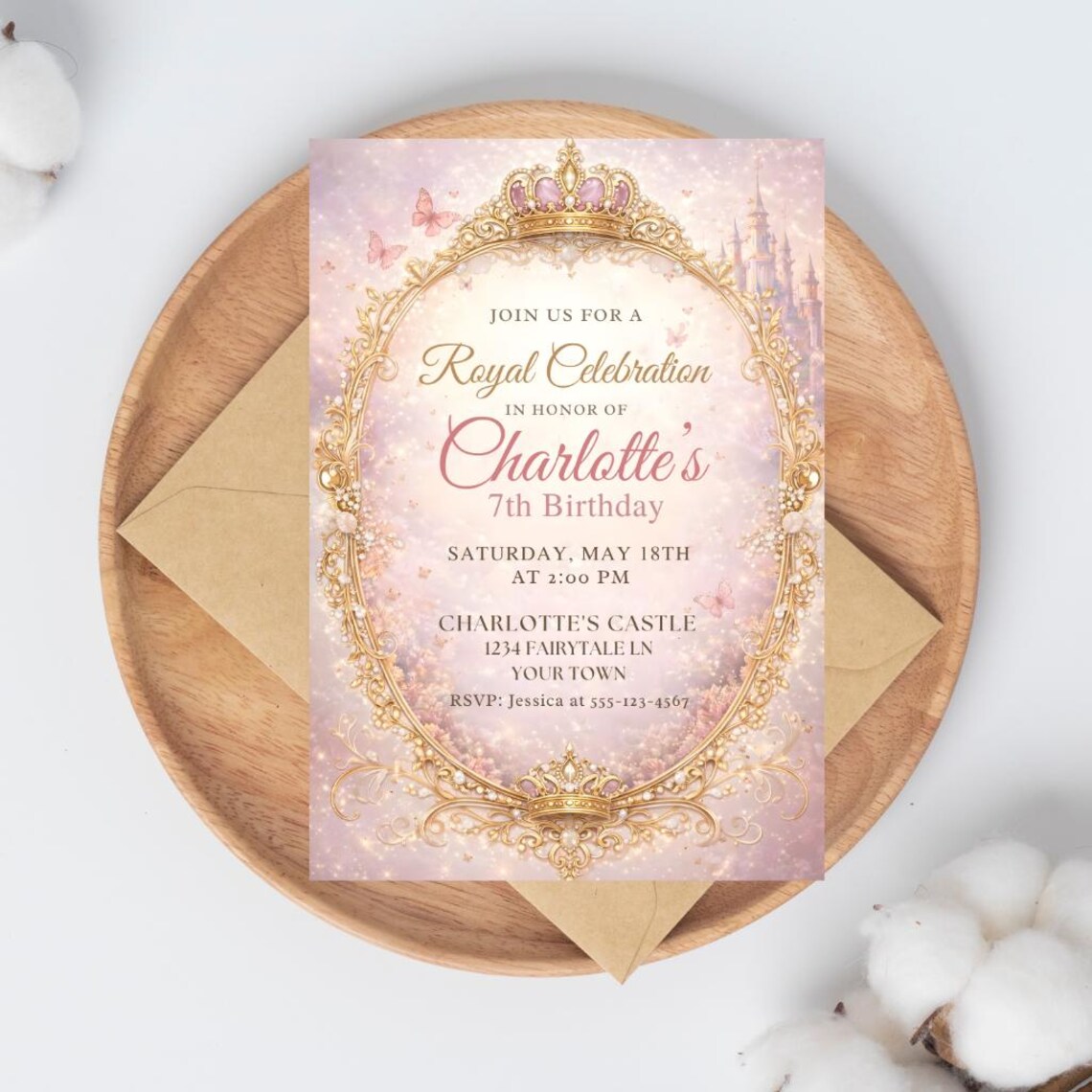Princess Birthday Invitation | Royal Princess Party Invite for Girls ...